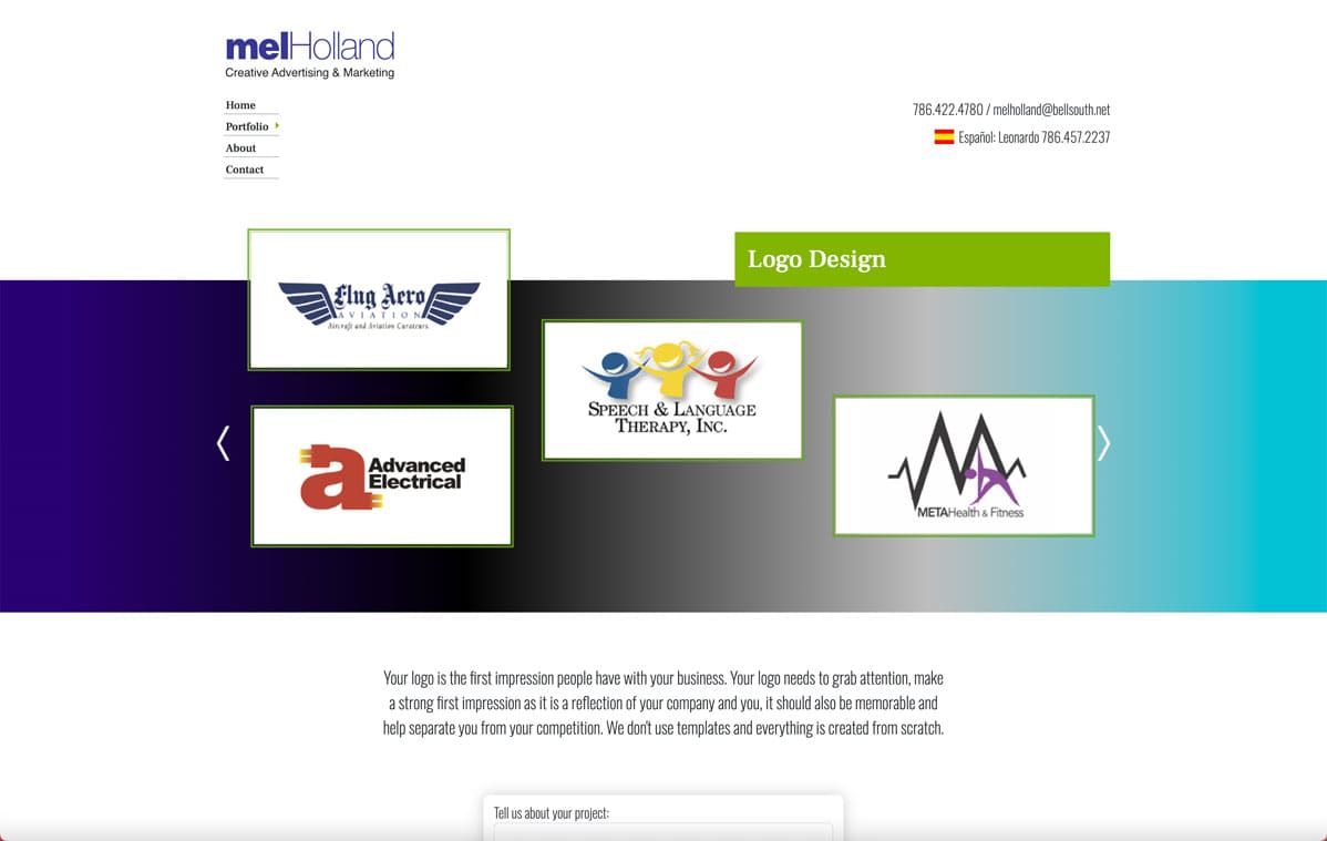 Mel Holland Design logo design in Miami.